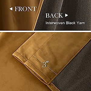 Lazzzy Velvet Blackout Curtains Brown Thermal Insulated Curtains 84 Room Darkening Window Drapes Super Soft Luxury Curtains for Living Room Bedroom Rod Pocket 2 Panels 84 Inch Long Gold Brown