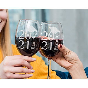 Graduation Stem ONE Wine Glass 2021 Mastered It College High School Grad Student Custom Gift Him Her Keepsake Party Favors Graduates Best Friend