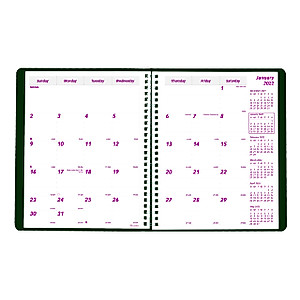 Brownline 2022 Essential Monthly Planner, 14 Months, December 2021 to January 2023, Twin-Wire Binding, 8.875" x 7.125", Mountain Green (CB1200G.03-22)