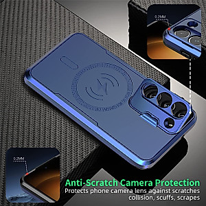 Galaxy S23 5G Case,Designed for Samsung S 23 23S Phone Cases with Camera Lens Protector,Built-in Camera Ring Stand Kickstand,Grade Heavy Duty Shockproof Cover for 23S Women Men 6.1”in Blue