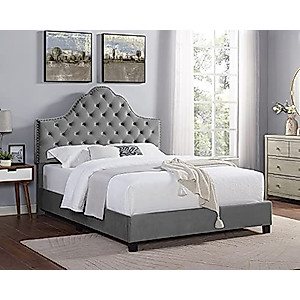 Roundhill Furniture Floris Panel, King, Gray
