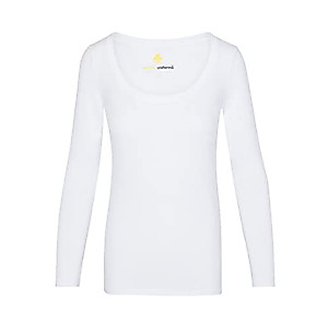 Natural Uniforms Women's Long Sleeve Extra Wide Scoop-Neck T-Shirt Under Scrub (White, Medium)