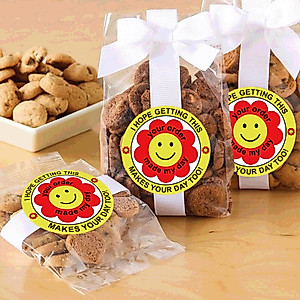 Happy Face Your Order Made My Day Stickers 1.5 Inch Flower Thank You for Your Order Stickers - 500 Pcs Round Thank You Labels Business Stickers for Envelope Packaging Seals