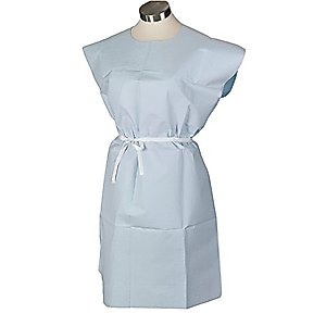 TIDI Choice Gowns, Blue (Pack of 50) - Tissue/Poly/Tissue - Open Back, Waist Tie, Short Sleeve Medical Gowns - Standard Size (30 in x 42 in) - Latex Free - Medical Supplies Made in the USA (910520)