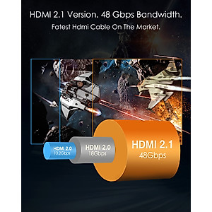 8K HDMI Cable 6 ft, HDMI 2.1 48Gbps High Speed Nylon Braided HDMI Cord with eARC HDR10 4:4:4 HDCP 2.2&2.3, 4K HDMI Cable Compatible with Dolby Atmos Apple Fire LG Samsung TV PS5 PS4 Switch Xbox Roku