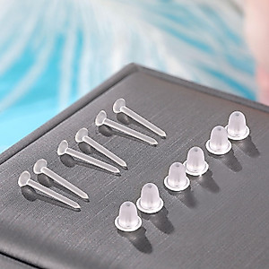 Formulen Clear Earrings Findings Set,3mm Plastic Earrings Findings Set for Sensitive Ears,Clear Earrings Findings Set for Sport