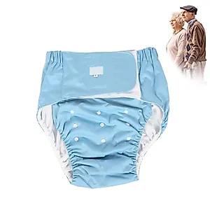 Adult Cloth Diaper Washable Diapers Elderly Cloth Diaper Breathable Incontinence Pants Reusable Adjustabl Underwear Overnight Leakfree for Elderly Incontinence Care(Blue)