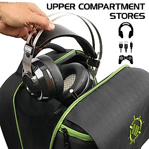 ENHANCE Console Gaming Backpack Compatible with Xbox Series X , Xbox Series S - Xbox Series X Carrying Case with Compartments for Controllers, Games & Accessories - Headset Storage , Zippered Pockets