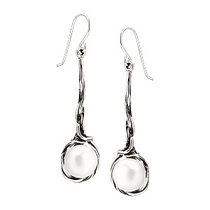 Silpada 'Intertwining Vines' 10.5-11 mm Freshwater Cultured Pearl Twisted Drop Earrings in Sterling Silver