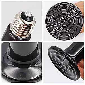 Lucky Farm Reptile Heating Lamp Bulb 2pcs Amphibian Ceramic Infrared Heat Lamp Emitter with no Light for Brooder Chicken Coop ,Hedgehog, Iguana Lizard Bearded Dragon Turtle Snake(Black, 100W)