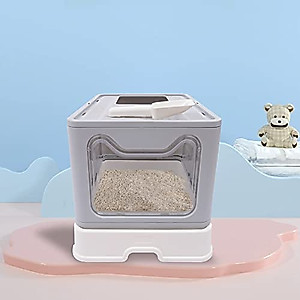 Cat Litter Box Semi-Enclosed and Foldable,Front Entry and top Exit Litter Box Storage and Deodorization Design Covered Litter Box,Comes a Cat Shovel, for Families Cat Houses