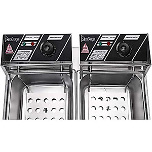 5000W Commercial Deep Fryer, 12L Electric Dual Tank Deep Fryer