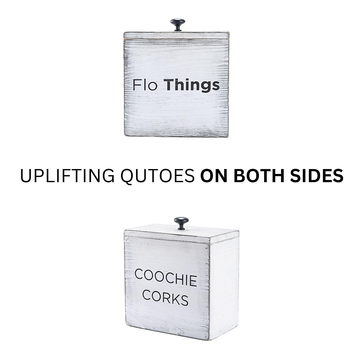 GoFika Tampon Holder for Bathroom| Feminine Product Organizer| White Dispenser Container with Lid| Girls Stuff Storage Box Rustic Real Wood