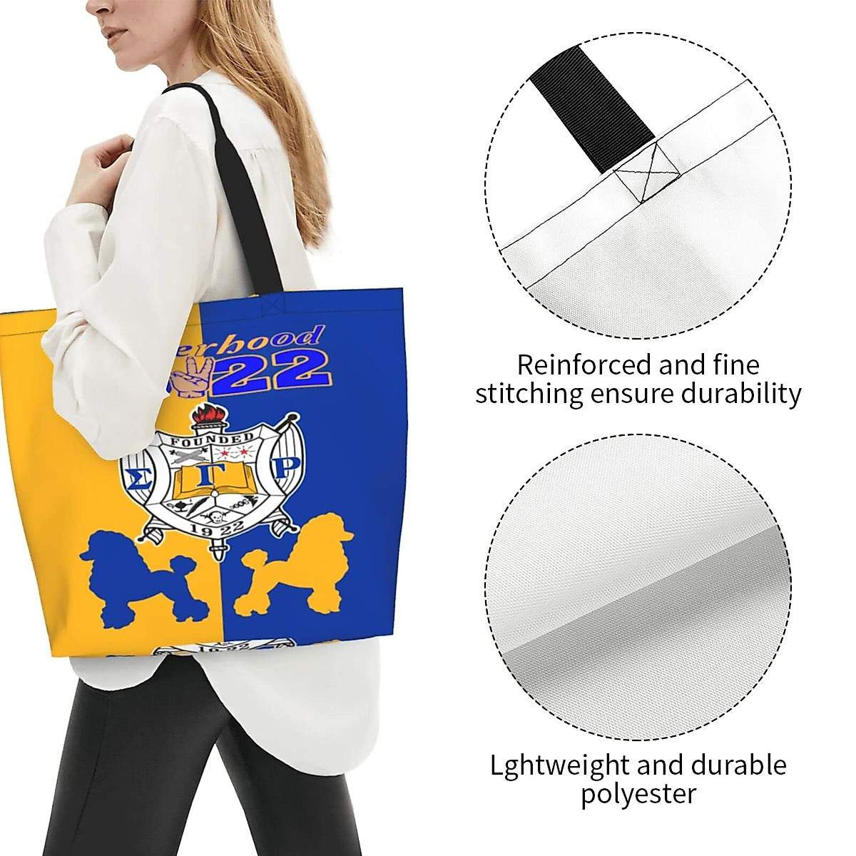 Kunsaww Sigma Gamma Rho Shoulder Bag Sorority Gifts Women'S Fashion Shoulder Tote Large Capacity Reusable Shopping Bag
