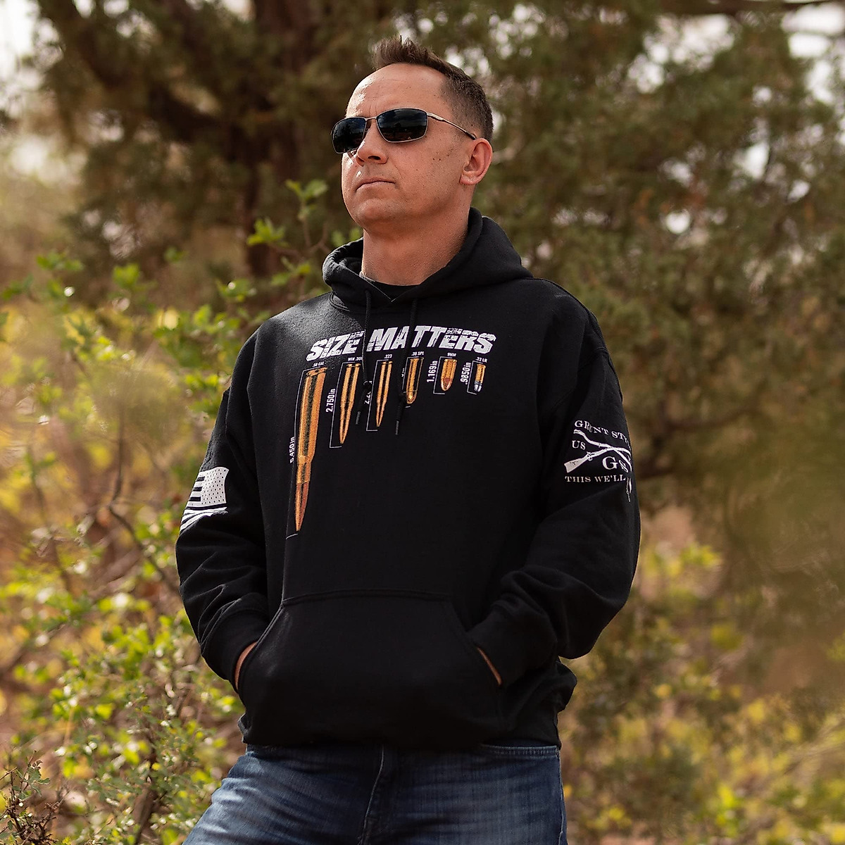 Grunt Style Size Matters - Men's Hoodie (Black, X-Large)