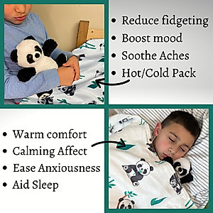Panda Gifts, Microwavable Stuffed Animal (Jr Size), Panda Toys, Panda Blanket, Drawstring Bookbag for Kids, Heatable Plush Animals, Panda Baby Stuff, Stuffed Animal Blanket Set