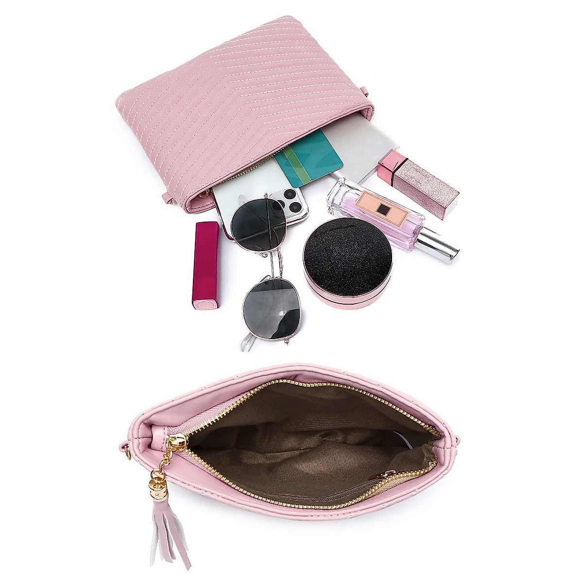 AMELIE GALANTI Small Crossbody Purse Bag For Women,Wristlet Clutch Handbag And Crossbody Wallet With Shoulder Strap For Cell Phone (pink-c)