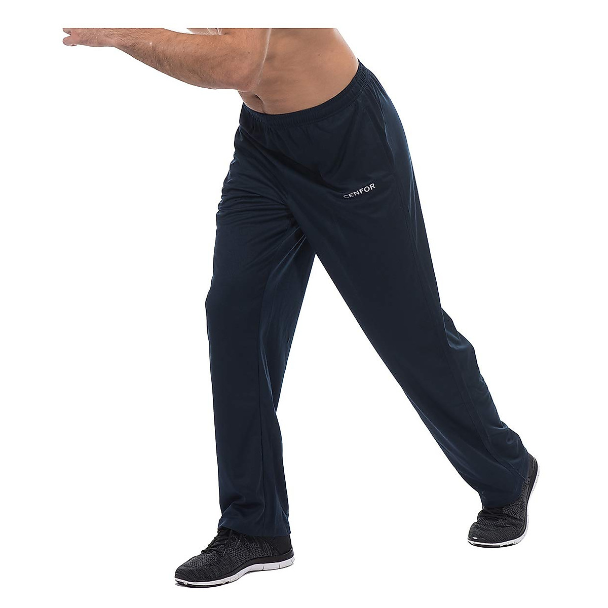 CENFOR Men's Sweatpants Pockets Open Bottom Athletic Pants Jogging, Workout, Gym, Running, Hiking,Training(Navy Blue,M)