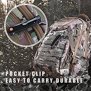 Tunafire Folding Pocket Knife for Men,Utility Knife with 3 inch D2 Steel Blade Micarta Handle,EDC Tactical Knife with Clip for Outdoor Hunting Survival Camping (Black)