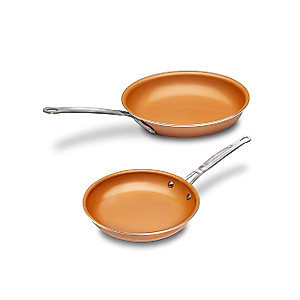 MasterPan Copper Tone 8 and 9 inch Ceramic Non Stick Frying Pan, 2-PACK (MP-160)