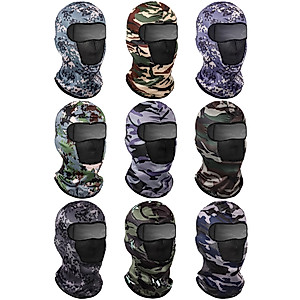 SATINIOR 9 Pieces Balaclava Ski Mask Cover Breathable Sun Dust Protection Full Face Cover for Winter Outdoor Activities (Camouflage, Medium)