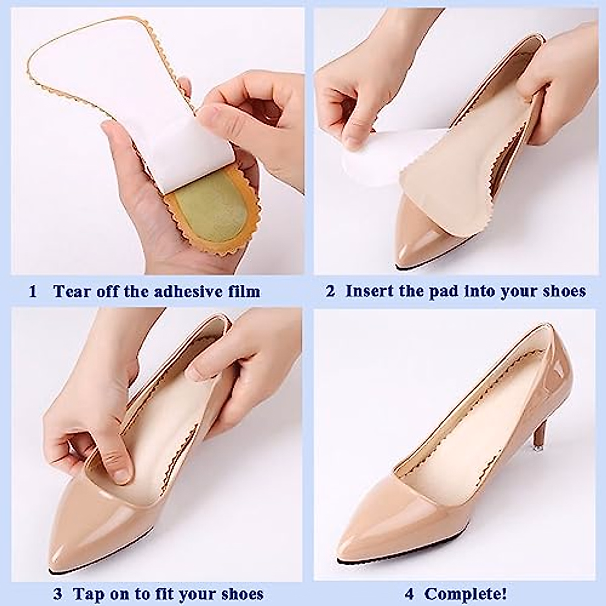 2 Pairs High Heel Inserts Women, ¾ Adhesive Cushioning Insoles, Sockless Shoe Insoles Anti-Slip, Invisible High Heel Relief Insoles for Sandals Flats Pump Dress Shoes Boots