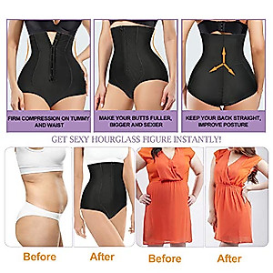 YERKOAD Women Tummy Control Shapewear Bodysuit Butt lifter Shorts Hi- Waist Trainer Panties Body Shaper Underwear Slim Corset (X-Large, Black)