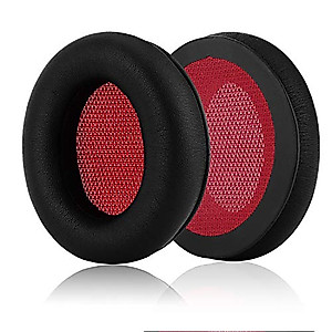 Jecobb Listen Earpads Replacement Ear Cushion Pads with Protein Leather and Memory Foam for Focal Listen Wireless Over Ear Headphones ONLY (NOT FIT Focal Other Series) (Black/Red)