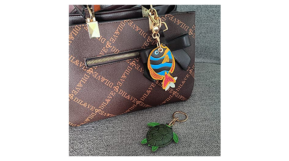 Cute Leather Airtag Keychain Case - Fish & Turtle Pack
