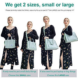 UERRUAM Casual Corduroy Tote Bag for Women-Lightweight Crossbody Bag with Adjustable Strap for Work,Travel,Daily Use,Large,Mint Julep