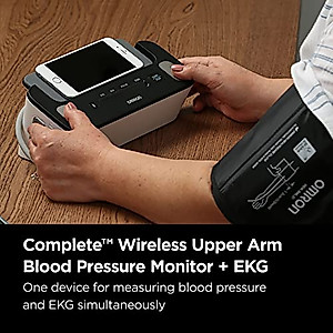 Omron Complete Wireless Upper Arm Blood Pressure Monitor + EKG; Measure Bp, EKG, Afib, Tachycardia, Bradycardia & Sinus Rhythm; Built-In Bluetooth Technology