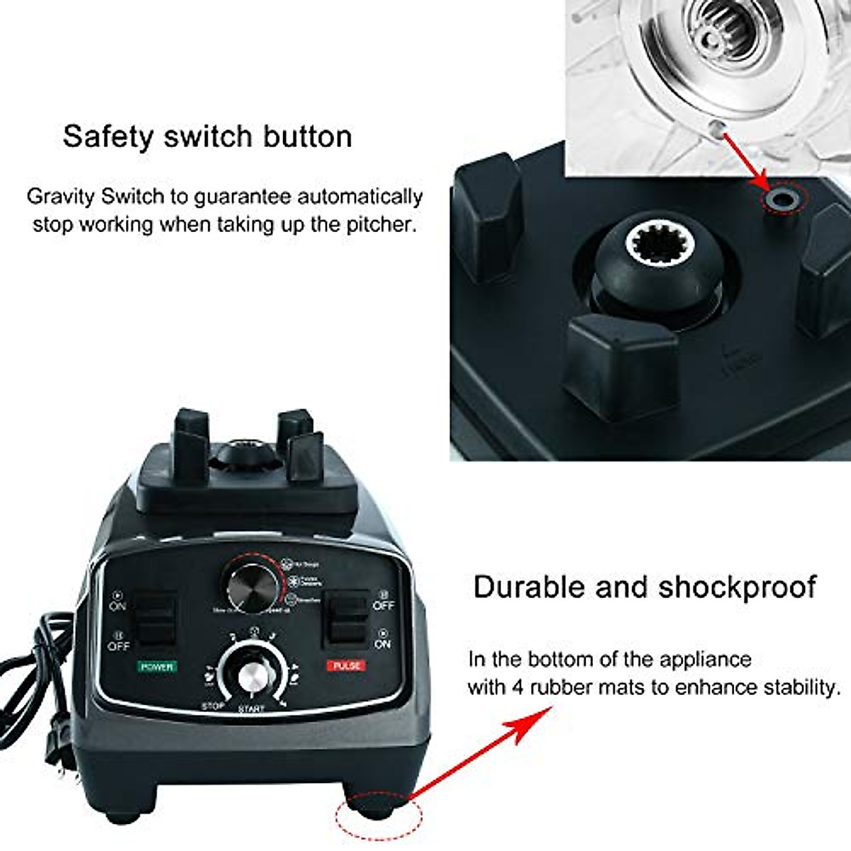 Homend 1400 Watt Commercial Blender, Professional Kitchen Juicer Blenders for Drinks and Smoothies with 67oz BPA-Free Pitcher,Commercial Heavy Duty Blender Food Processor Combo for Soups,Nuts & Batter