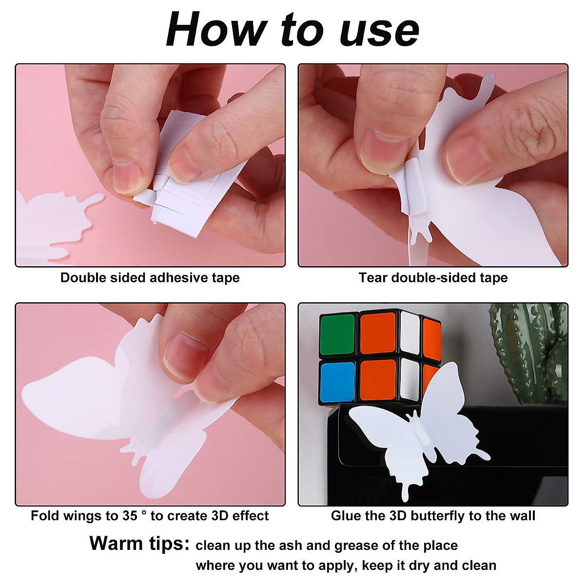 120 Pieces 3D Butterfly Wall Stickers 3 Sizes Removable Butterfly Mural Decals for Baby Kids Room Wedding Home Fridge DIY Art Decor (White)