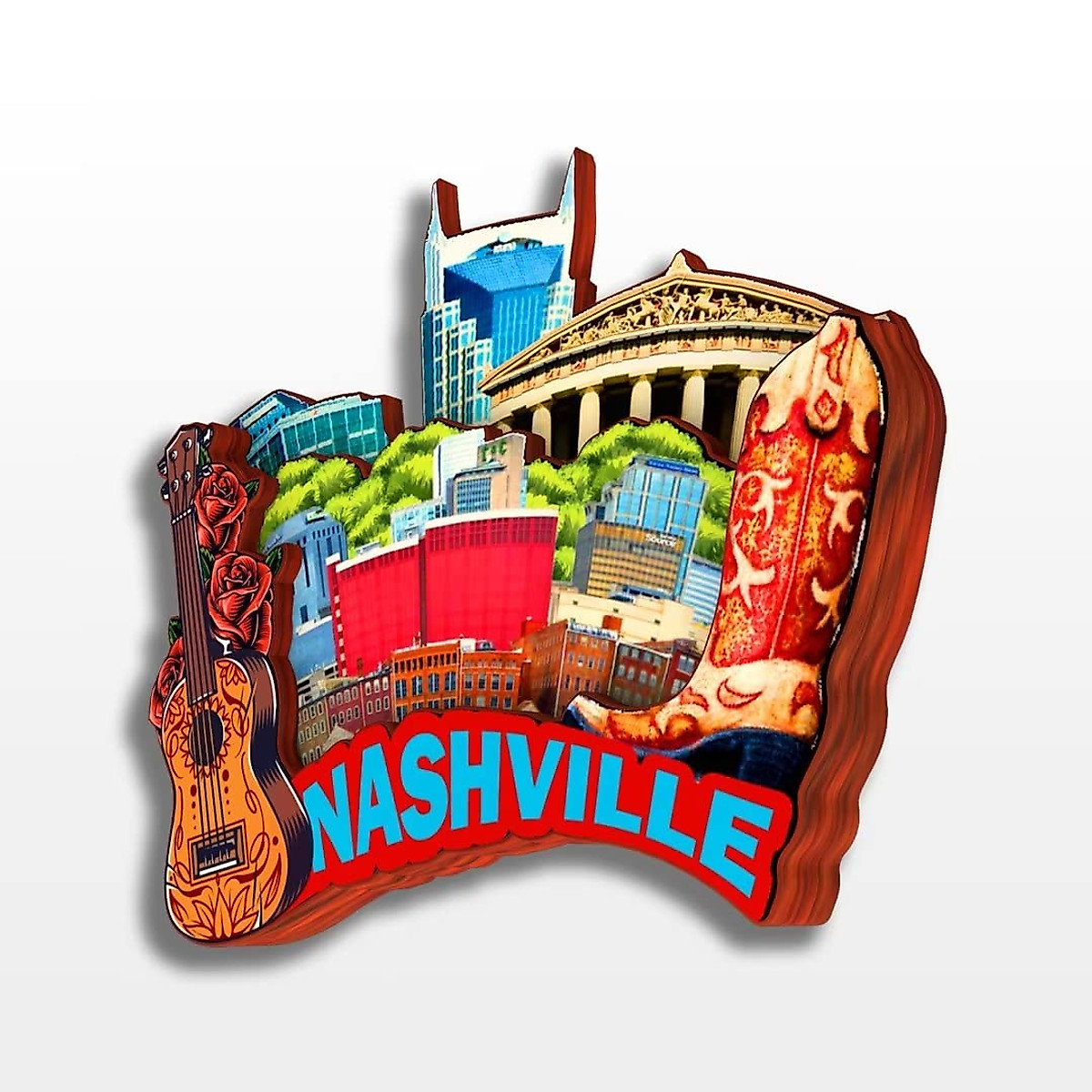 Nashville Tennessee USA America Fridge Magnet Wooden Collection 3D Wood Handmade Travel City Souvenirs Refrigerator Magnet Home Decoration Gift -183