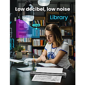 Phomemo Upgraded Ultra-Small Q302 Portable Printer with Mobile Printer, 300dpi Inkless Printer for 8.5 x 11 US Letter Thermal Paper, Compact Printer Compatible with iPhone & Laptop for Office Business