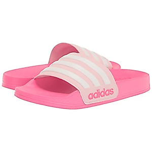 adidas Adilette Shower Slide Sandal, Clear Pink/White/Lucid Pink, 13 US Unisex Little Kid