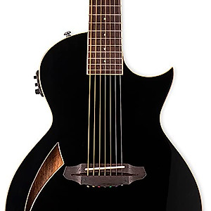 ESP 7 String LTD TL-7 Thinline Guitar, Black, Right, (LTL7BLK)