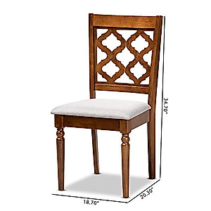 Baxton Studio Ramiro Dining Chair Set and Dining Chair Set Grey Fabric Upholstered and Walnut Brown Finished Wood 2-Piece Dining Chair Set