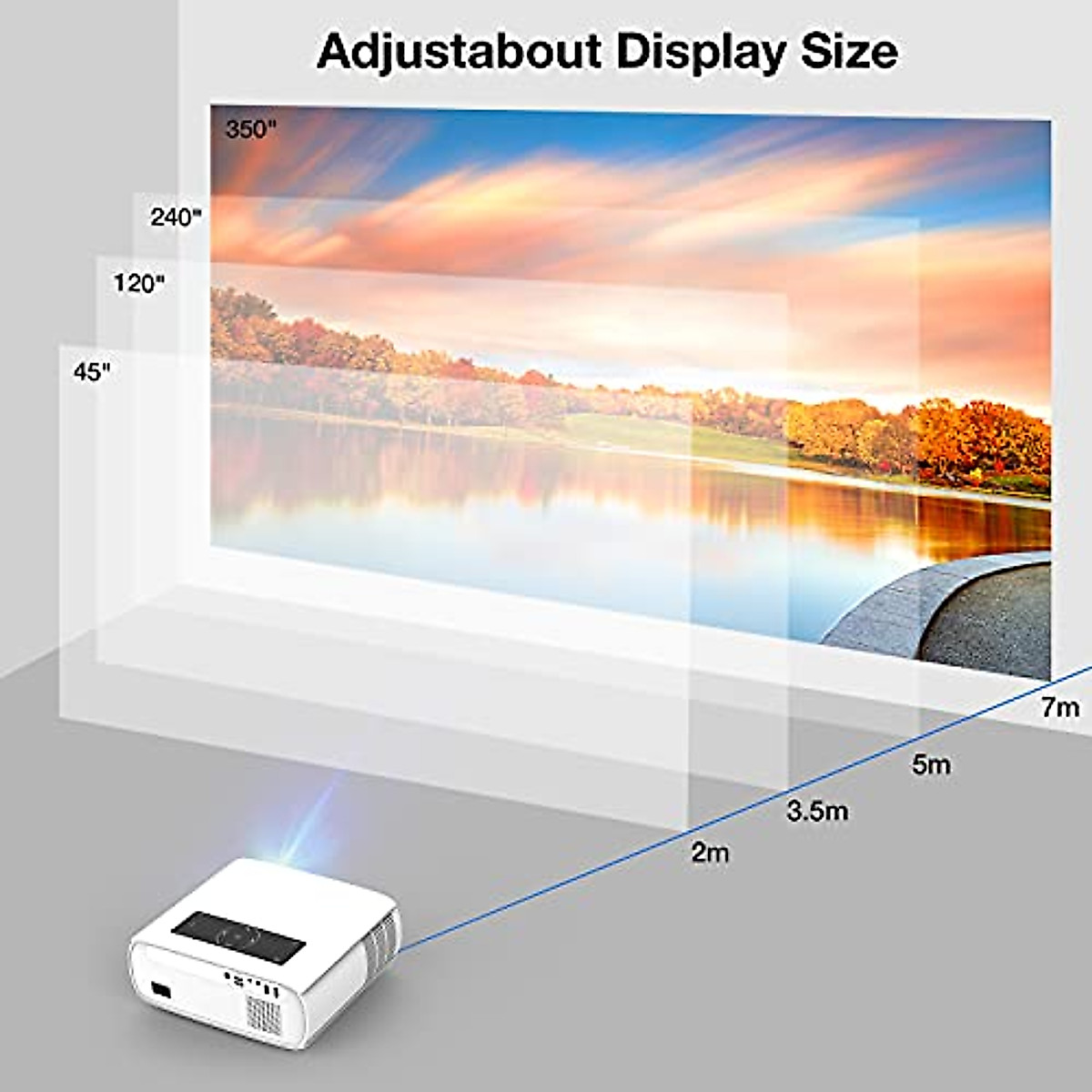 HOPVISION Native 1080P Projector Full HD, 15000Lux Movie Projector with 150000 Hours LED Lamp Life, Support 4K 350" Home Outdoor Projector for Smartphone/ PC/ Laptop/ PS4/ TV Stick/ EXCEL/ PPT
