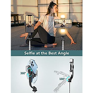 44.9 Inch Selfie Stick with Reinforced Tripod - 2 Fill Lights, Tupwoon Extendable & Portable Phone Tripod with Remote, Compatible with iPhone 14 Pro Max/13/12/11 Samsung Android