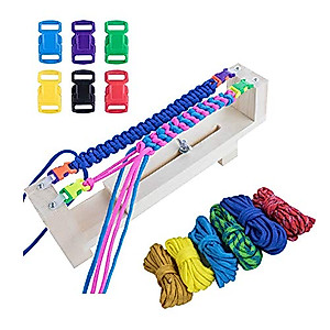 Jig Bracelet Maker with Parachute Cord - Heavy Duty Buckles - Wristband Maker with 6 Paracord Hanks and 6 Quick Release Buckles - Paracord Braiding, Weaving, DIY, Craft, Tool Kit