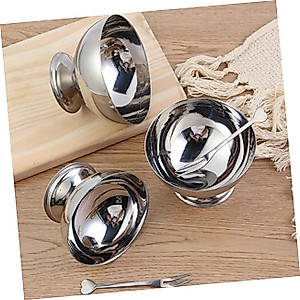 1pc Stainless Steel Dessert Cup Small Terrarium Footed Fruit Bowl Centerpiece Salad Bowl Footed Pudding Cup Candy Bowl Footed Dish Fruit Storage Bowl Mini Salt Stainless Steel