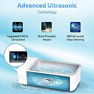 Sooyame Ultrasonic Jewelry Cleaner- Cleaner Machine Silver Jewelry Silver Rings Cleaning Eyeglasses Watches Necklaces Dental Coins Razors Dentures Tools Parts Instruments Professional (White)