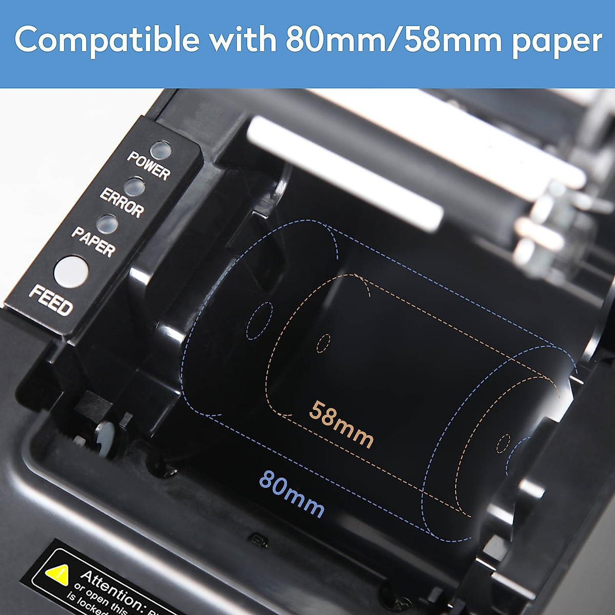 RIBAO Thermal 80mm POS Printer Receipt Printer Connect Cash Registers Cash Drawer, BC-55 BC-40 BCS-160 Mixed Bill Money Counter RS232 Cashbox Interface，Windows/Mac/Linux