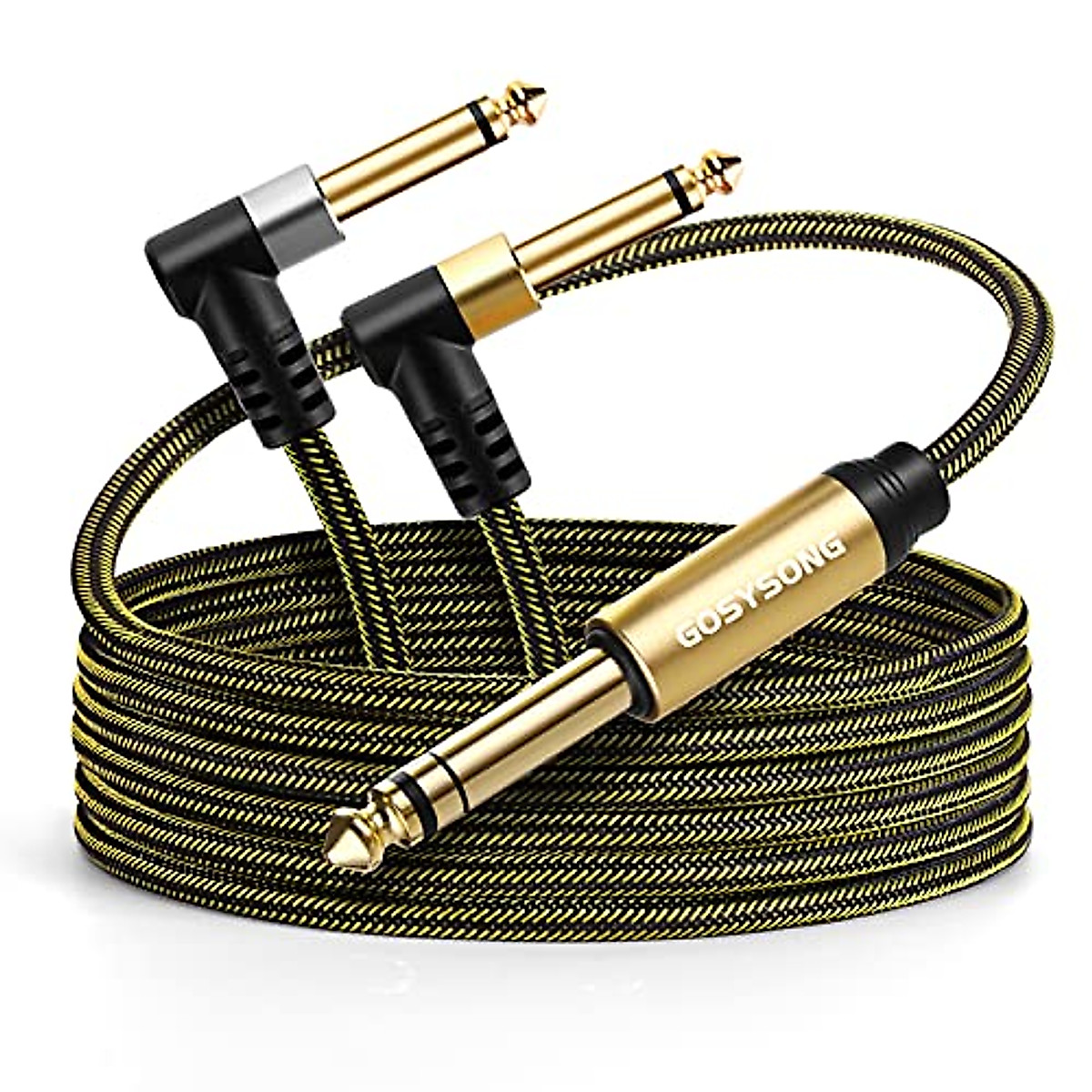 GOSYSONG 1/4 Insert Cable, 1/4 Stereo to Dual 1/4 Mono TRS Insert Cable 15ft, Stereo Breakout Cable 1/4,Stereo to Mono TRS Splitter