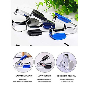 Deli Effortless Desktop Stapler, 40-50 Sheet Capacity, One Finger Touch Stapling, Easy to Load Ergonomic Heavy Duty Stapler, Includes 1500 Staples and Staple Remover