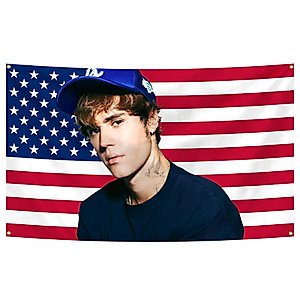 Generic American Flag Justin Music Singer Bieb-ers Banner 3x5 Feet Home Decoration Funny Flag Bedroom Living Room College Dormitory Headboard Background Outdoor Decoration, red