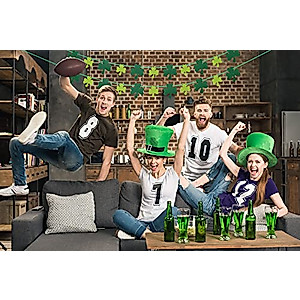 Whaline 4Pcs St. Patrick's Day Banner with String Long Felt Shamrock Banner Pre-Assembled Light Dark Green Clover Banner Fireplace Wall Hanging for Party Home Decoration