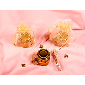 Adabocute 40 Pack Mini Honey Jars - Honey Pot With Honey Dipper, Bee Pendants, Jutes, Tags and Gift Bags - Perfect For Baby Shower Favors and Wedding Favors