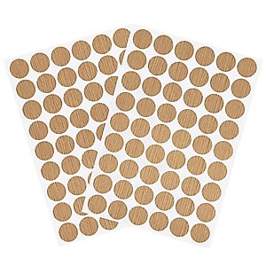 VictorsHome Self-Adhesive Screw Hole Stickers PVC Cover Caps Dustproof for Wooden Furniture Cabinet 21mm 2 Sheets/108 Pcs Maple